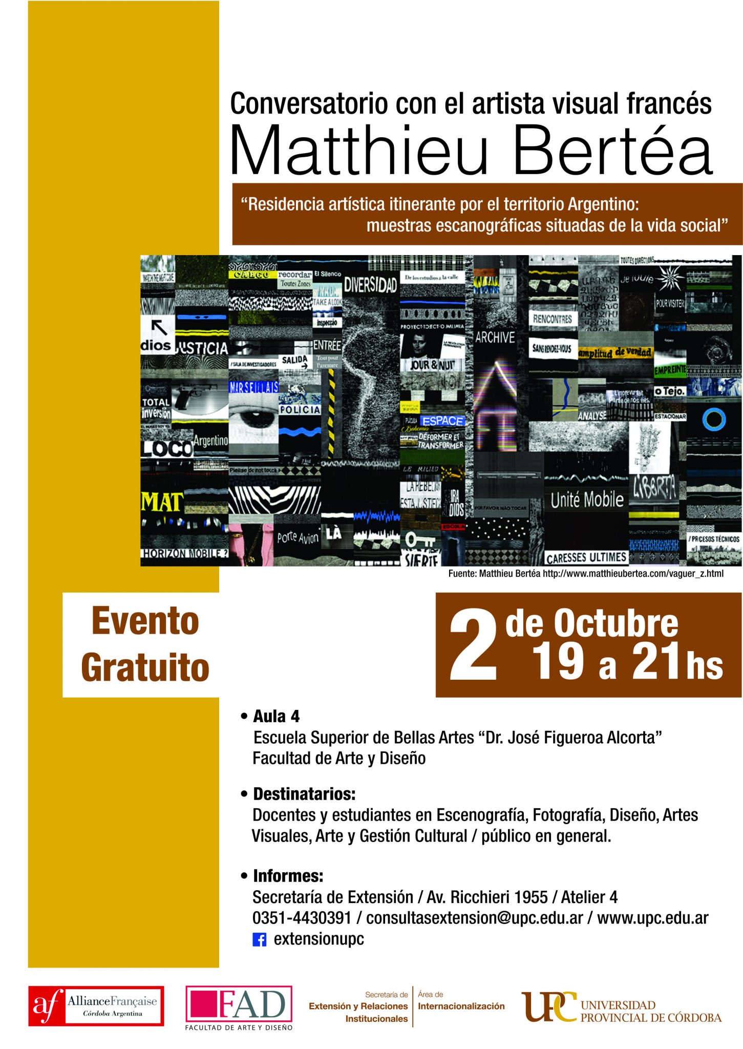 Conversatorio del artista visual francés Matthieu Bertéa en la FAD ...